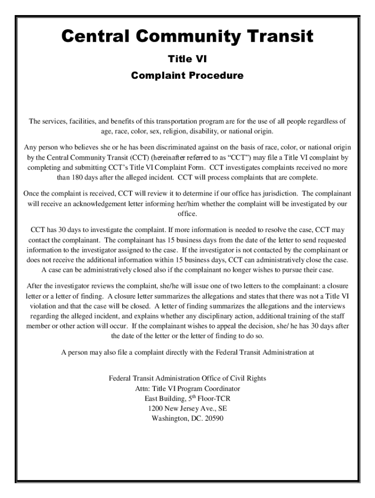 Fillable Online Title VI Complaint ProcessCaltransBest Practices for ...