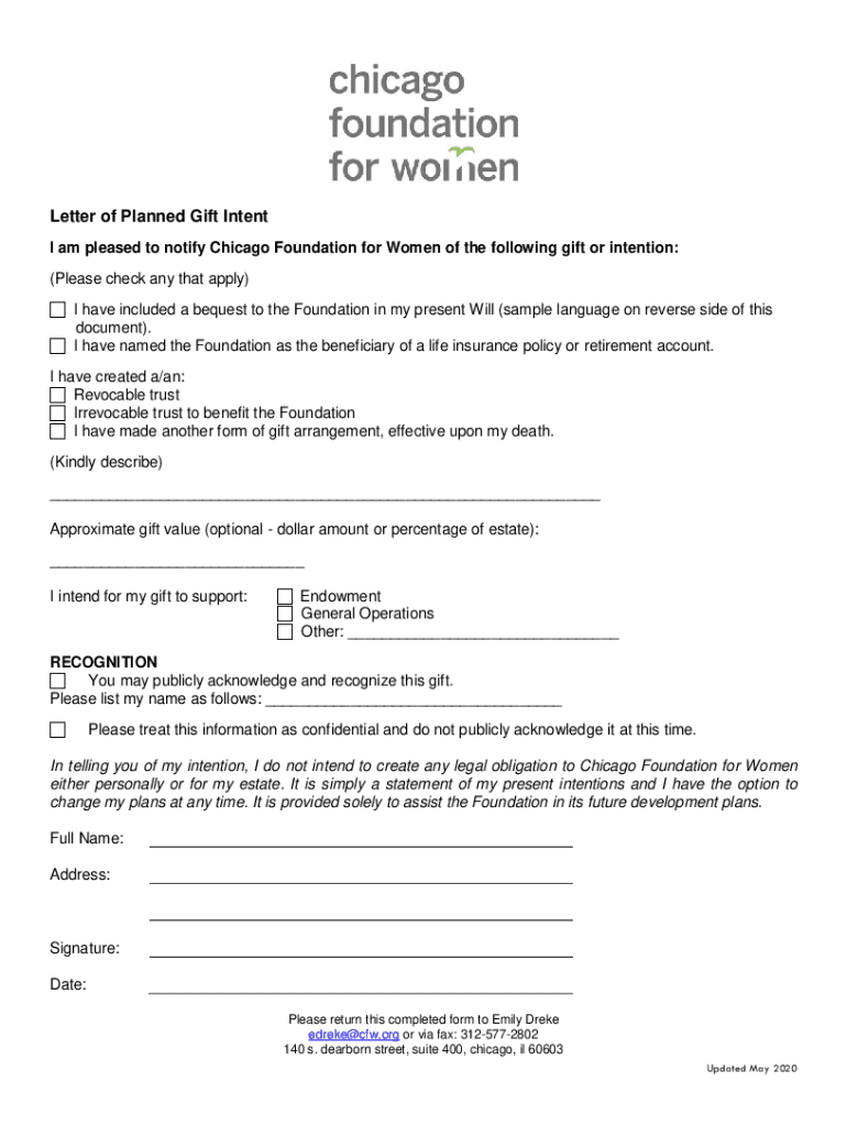 Fillable Online Lea Taylor Society Planned Giving Intention Form Fax ...