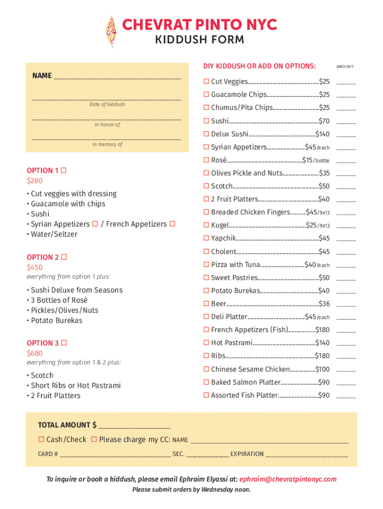 Fillable Online Kiddush Form Fax Email Print - pdfFiller
