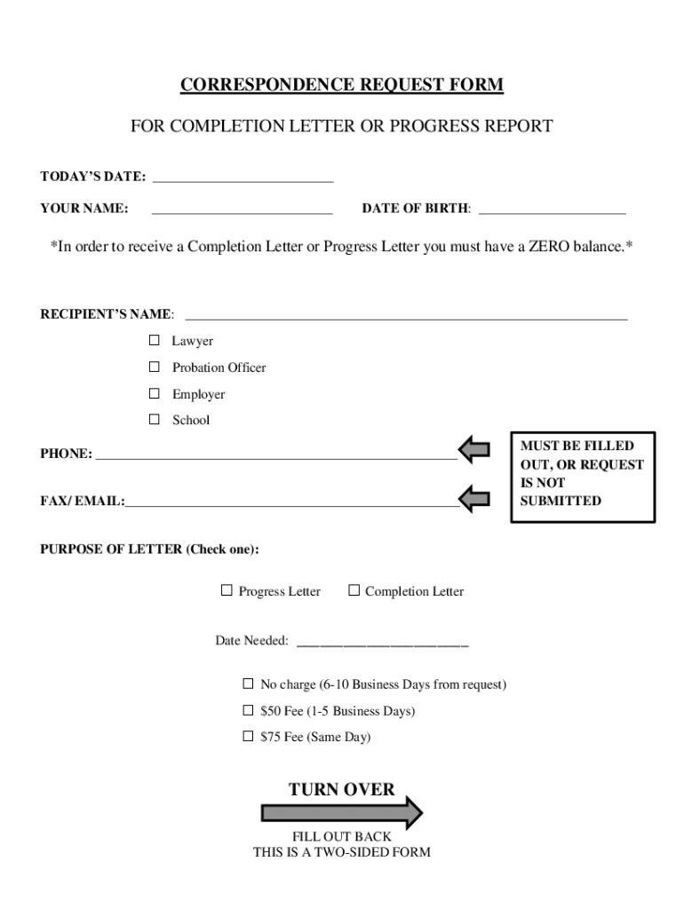 Fillable Online CORRESPONDENCE REQUEST FORM - Columbia, MD Fax Email ...
