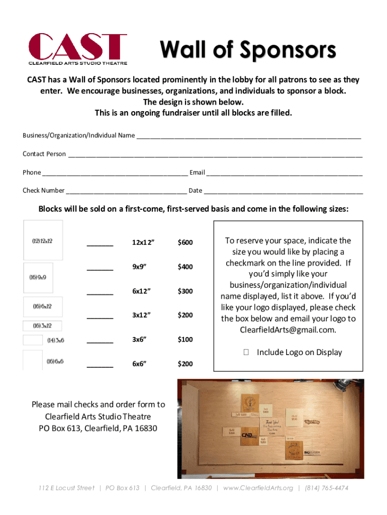 Fillable Online 25 Sponsorship wall concepts ideasdonor wall, donor ...