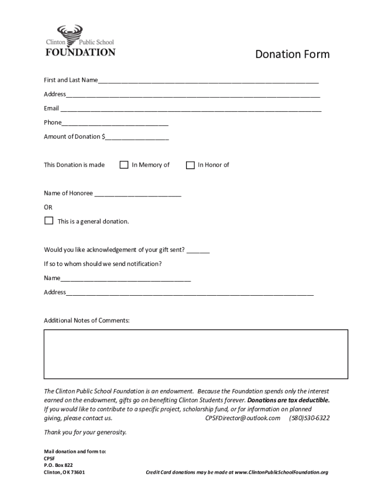 Fillable Online Donate In Honor Of and In Memory Of - Donorbox Fax ...