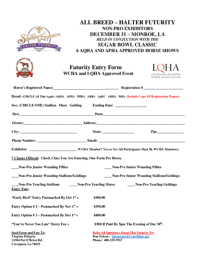 Fillable Online ALL BREED HALTER FUTURITY Fax Email Print - pdfFiller