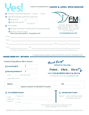 Fillable Online Please make checks payable to: Flying Mission USA Fax ...