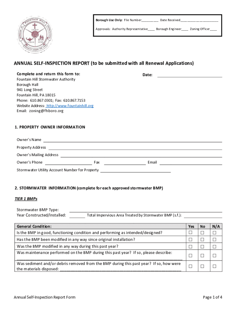 Fillable Online ANNUAL SELF-INSPECTION REPORT (to be submitted with all ...