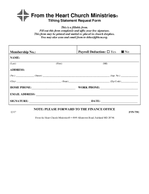 Fillable Online Tithing Statement Request Form - Jan2015 Fax Email ...