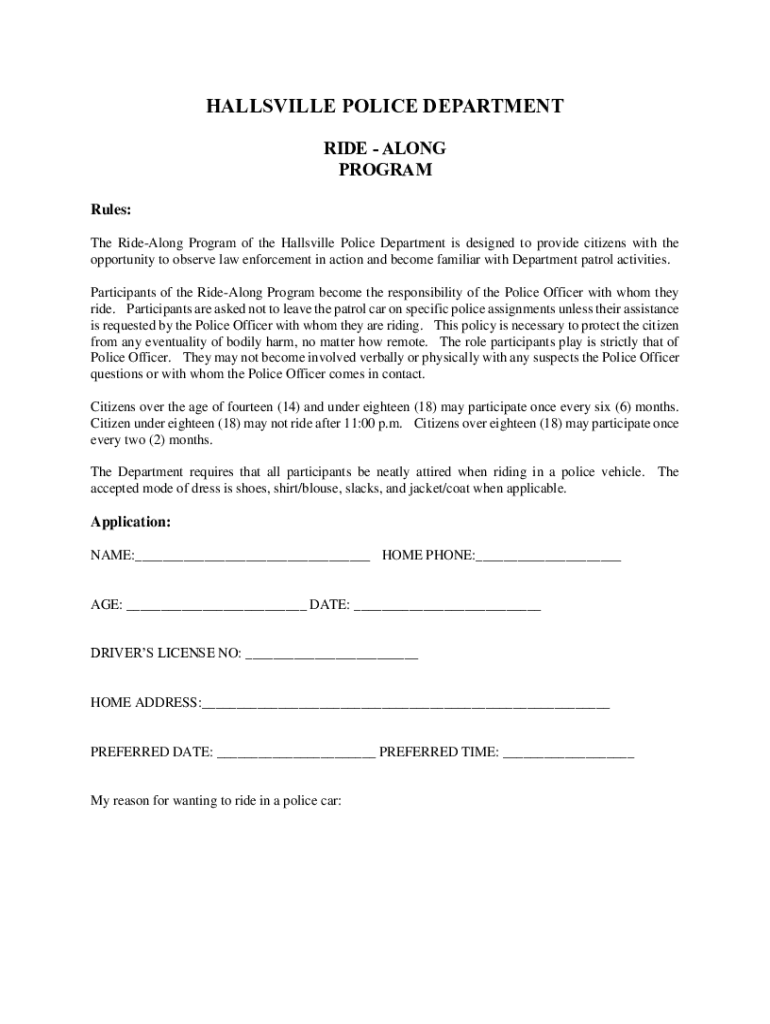 Fillable Online Ride Along Request - Boone County Government Fax Email ...