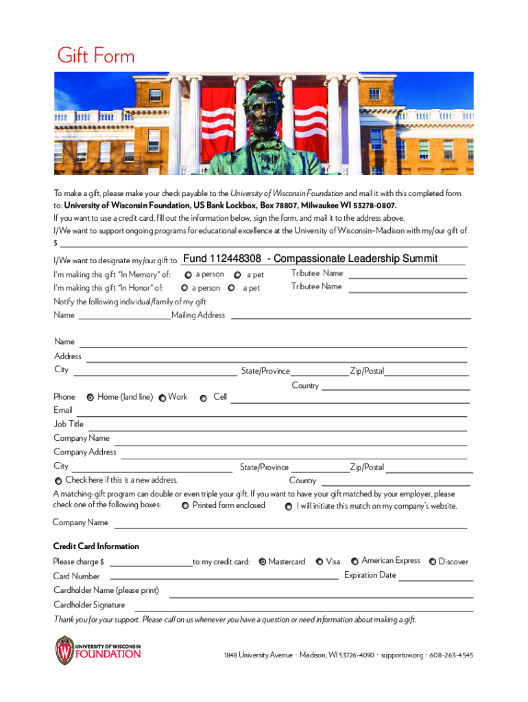 Fillable Online To make a gift, please print out and complete this form ...