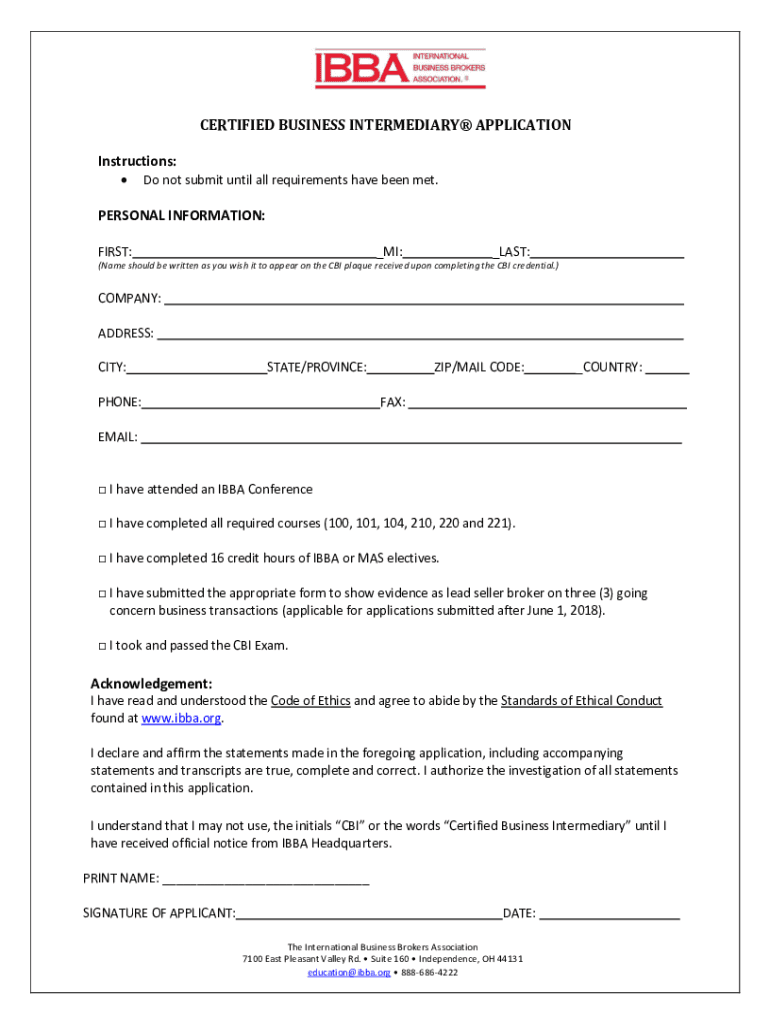 Fillable Online Fillable Online CBI Application Form Fax Email Print ...
