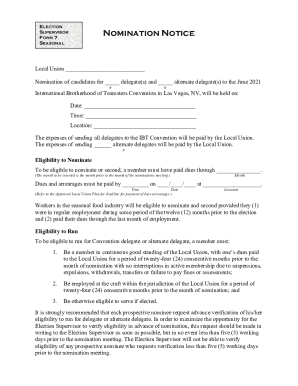 Fillable Online NOTICE OF LOCAL UNION ELECTION PLAN SUBMISSION FORM TO ...