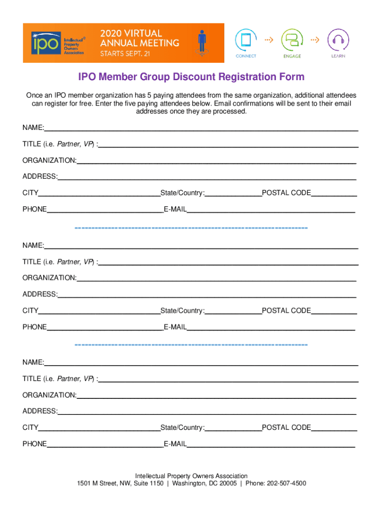 Fillable Online IPO Member Group Discount Registration Form Fax Email ...