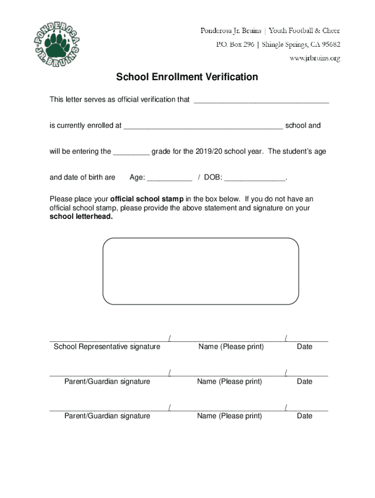 Fillable Online Proof Of School Enrollment Letter Template - Fill Out ...