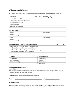 Fillable Online Burial Wishes Form1.docx Fax Email Print - pdfFiller