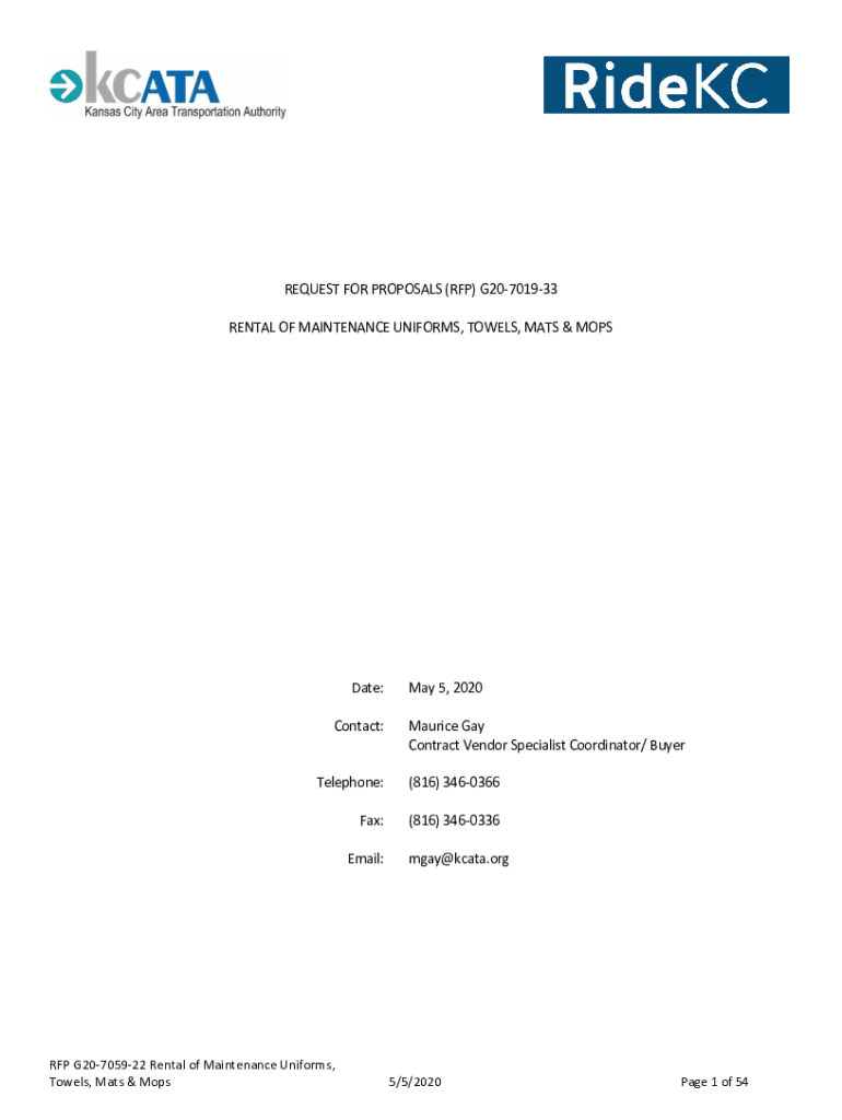 Fillable Online REQUEST FOR PROPOSALS (RFP) G20-7019-33 ... - KCATA Fax ...