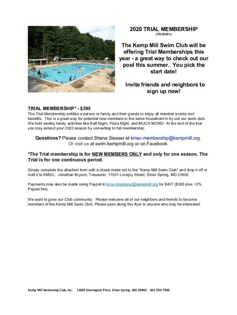 Fillable Online swim kempmill Get the Trial Member Form - Kemp Mill ...