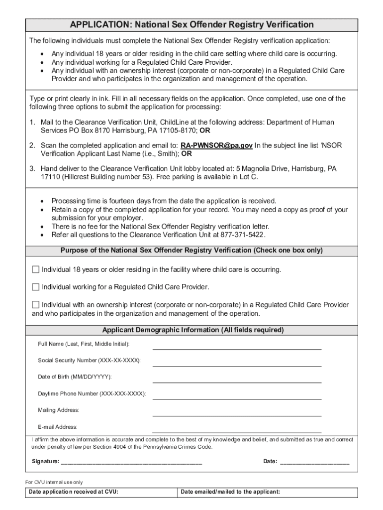 Fillable Online Paper Application for NSOR Verification AvailableEarly ...