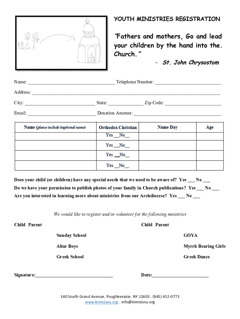 Fillable Online Youth Ministry Form.docx Fax Email Print - pdfFiller