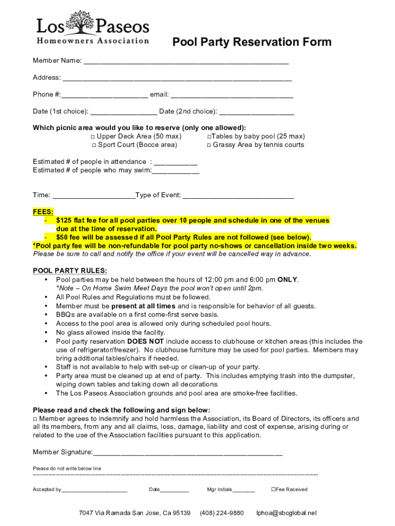 Fillable Online Pool Party Form2020.docx Fax Email Print - pdfFiller