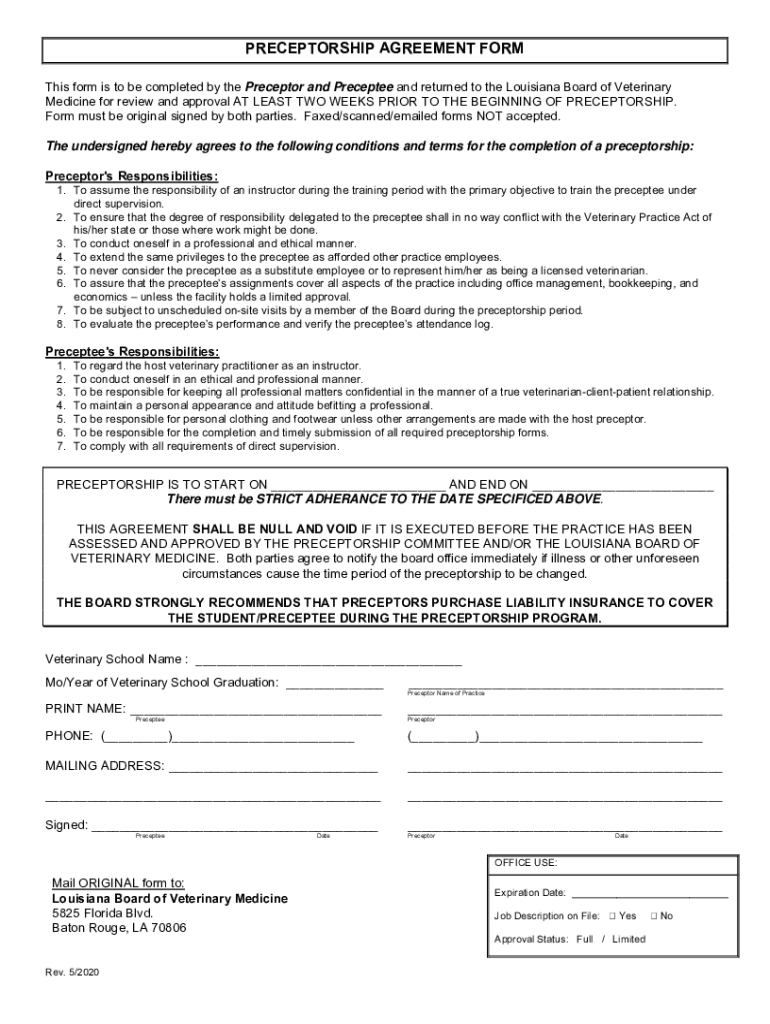 Fillable Online Preceptorship-Agreement-Form Fax Email Print - pdfFiller