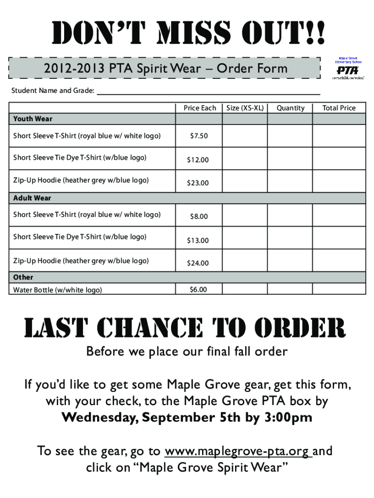 Fillable Online We Are Better Together - MAPLE GROVE PTA Fax Email ...