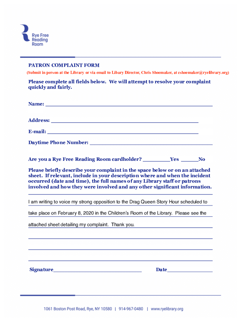 Fillable Online Sample Complaint Letter TemplateUSAGovLibrary Records ...