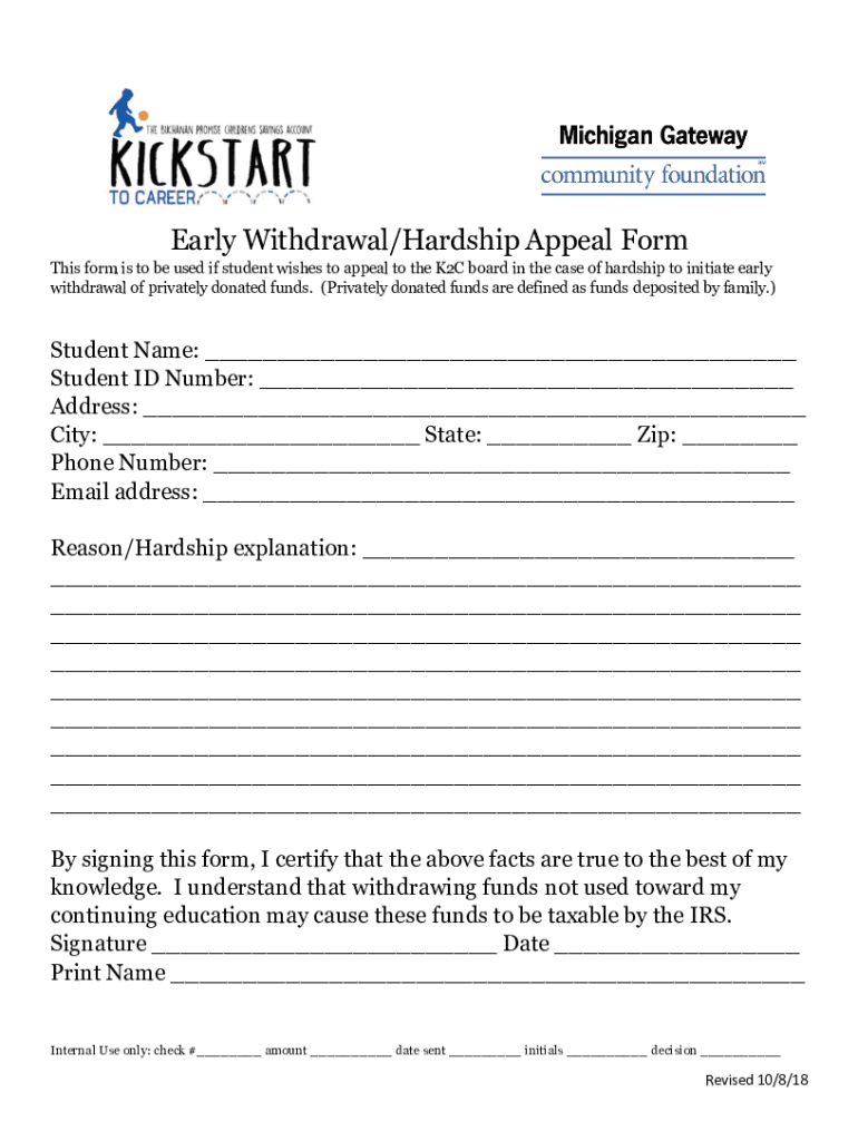 Fillable Online Early Withdrawal/Hardship Appeal Form Fax Email Print ...
