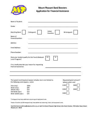 Fillable Online Marching Band Forms - MOUNT PLEASANT INSTRUMENTAL MUSIC ...