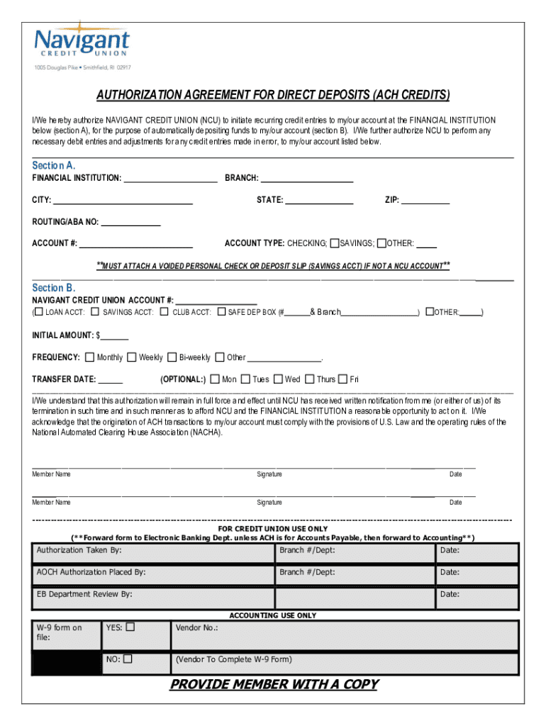 Fillable Online Authorization Agreement For Direct Deposits (ACH Debits ... Fax Email Print ...