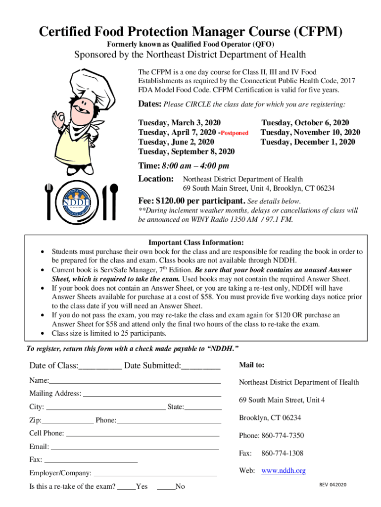 Fillable Online Certified Food Protection Manager (CFPM) Certificatedoh ...