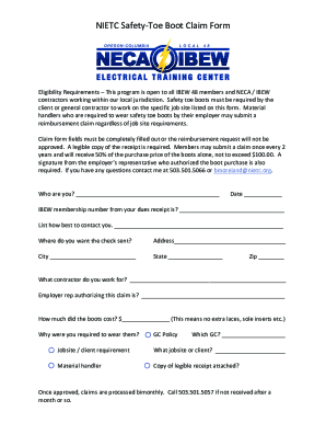 Fillable Online New Safety Boot Claim Form Fax Email Print - pdfFiller