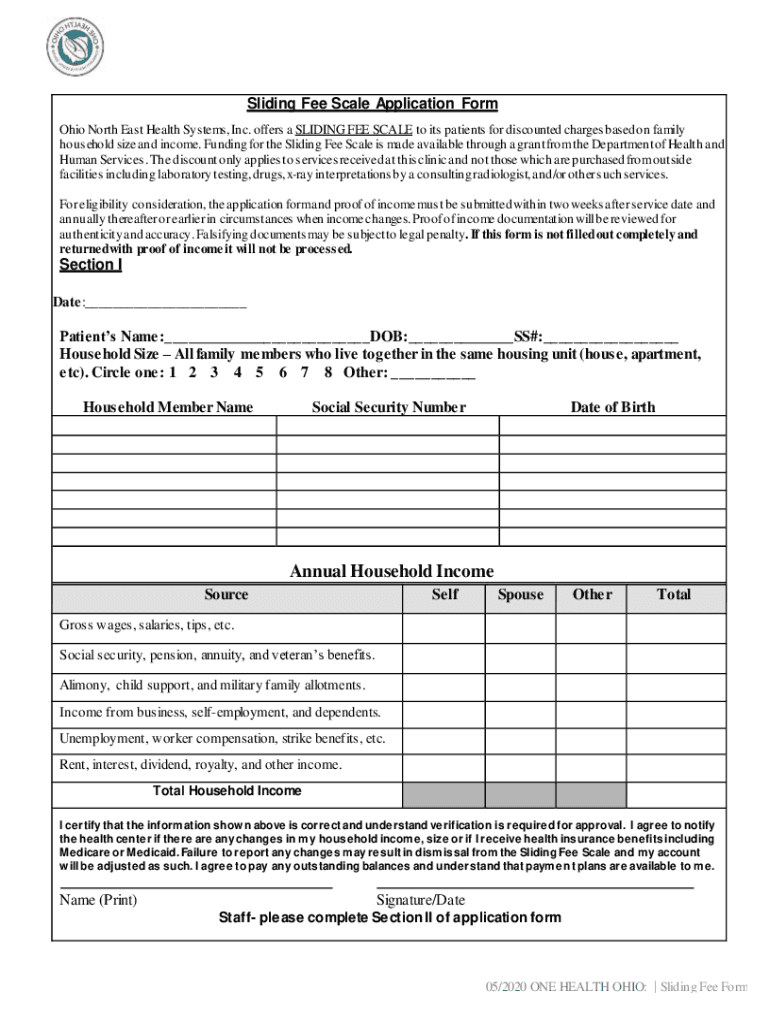 Fillable Online Sliding Fee ScaleServicesOhio Hills Health Services ...