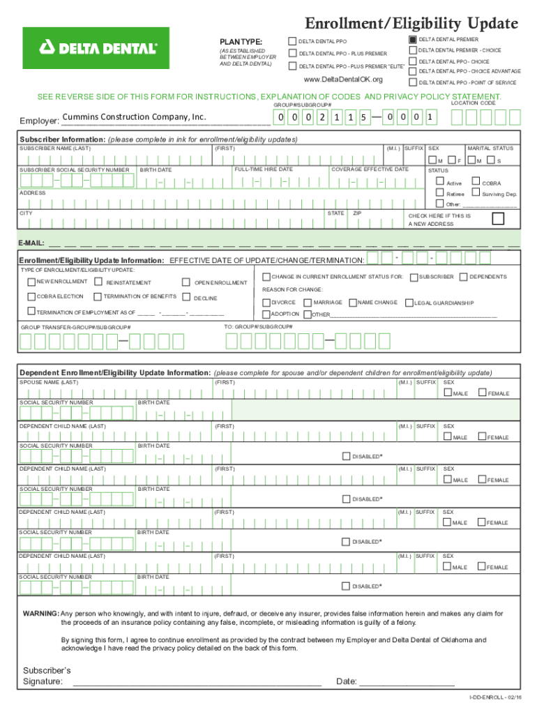 Fillable Online Fillable Online delta dental ppo choice advantage ...