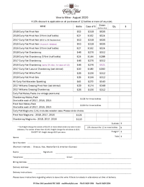 Fillable Online Order Form - CELLAR DOOR.xls Fax Email Print - pdfFiller
