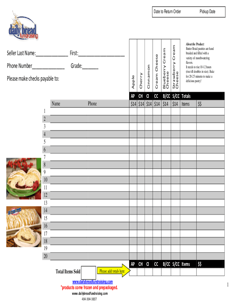 Fillable Online FREE 15+ Bakery Order Forms in PDF ExcelBakery Order ...