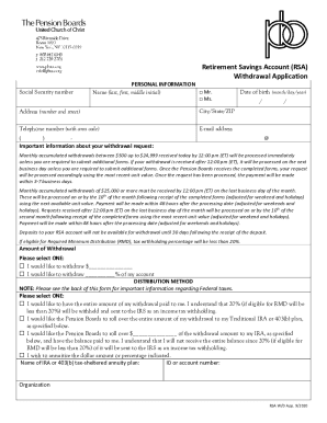 Fillable Online Retirement Savings Account (RSA) Withdrawal ...