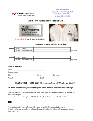 Fillable Online hv pca Order Form Hudson Valley Porsche Club Fax Email ...