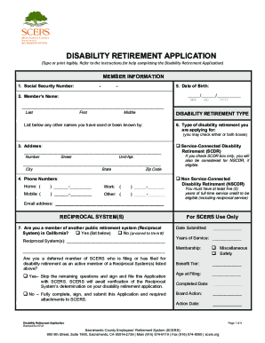 Fillable Online DISABILITY RETIREMENT APPLICATION INSTRUCTIONS - SCERS ...