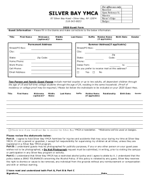 Fillable Online 2020 Guest Form Fax Email Print - pdfFiller