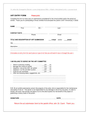 Fillable Online ART ENTRY FORM Please print - sjehydes.org Fax Email ...