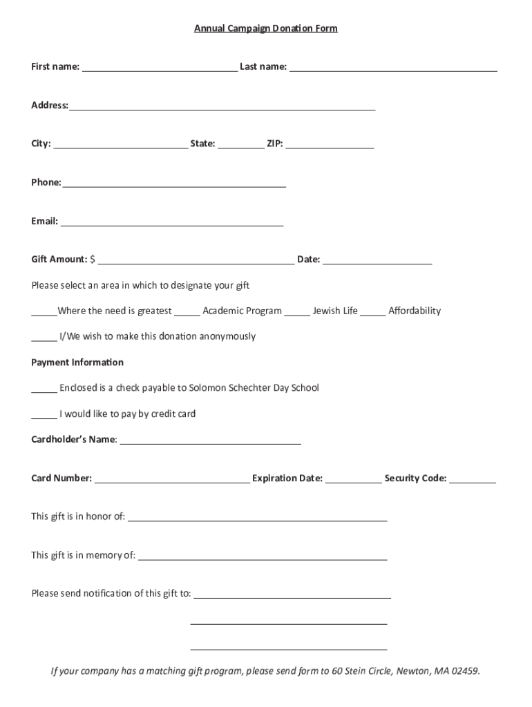 Fillable Online Annual Campaign Donation FormNational Association of ...