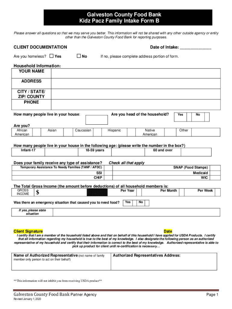Fillable Online Food Pantry Family Intake Form - stgeorgestc.org Fax ...
