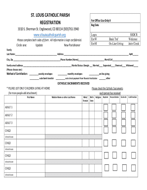 Fillable Online Parish Registration Form - St. Louis Catholic Church ...