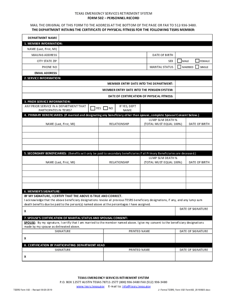 Fillable Online STATEWIDE EMERGENCY SERVICES PERSONNEL RETIREMENT FUND ...