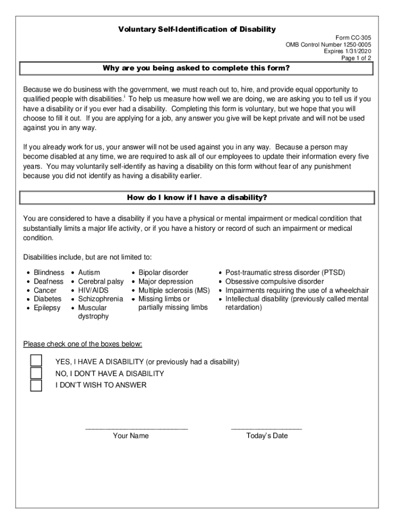 Fillable Online Voluntary Self-Identification Disability CC ... Fillable Online Voluntary Self-Identification Disability CC ...
