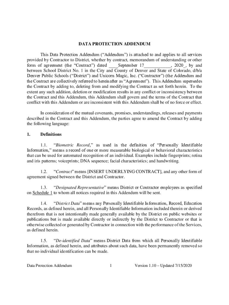 Fillable Online This Data Protection Addendum (Addendum Agreement). Fax ...