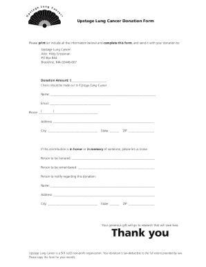 Fillable Online C s tpU Upstage Lung Cancer Donation Form Fax Email ...