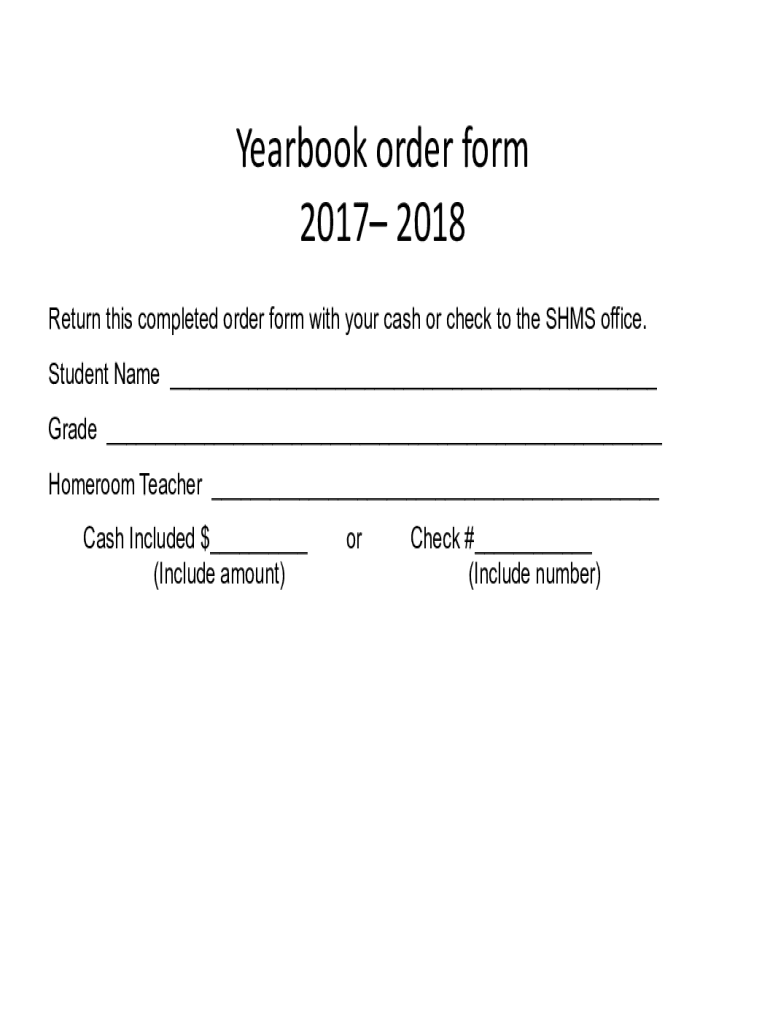 Fillable Online 2017-2018 Yearbook Order Form - Rutherford Public ...