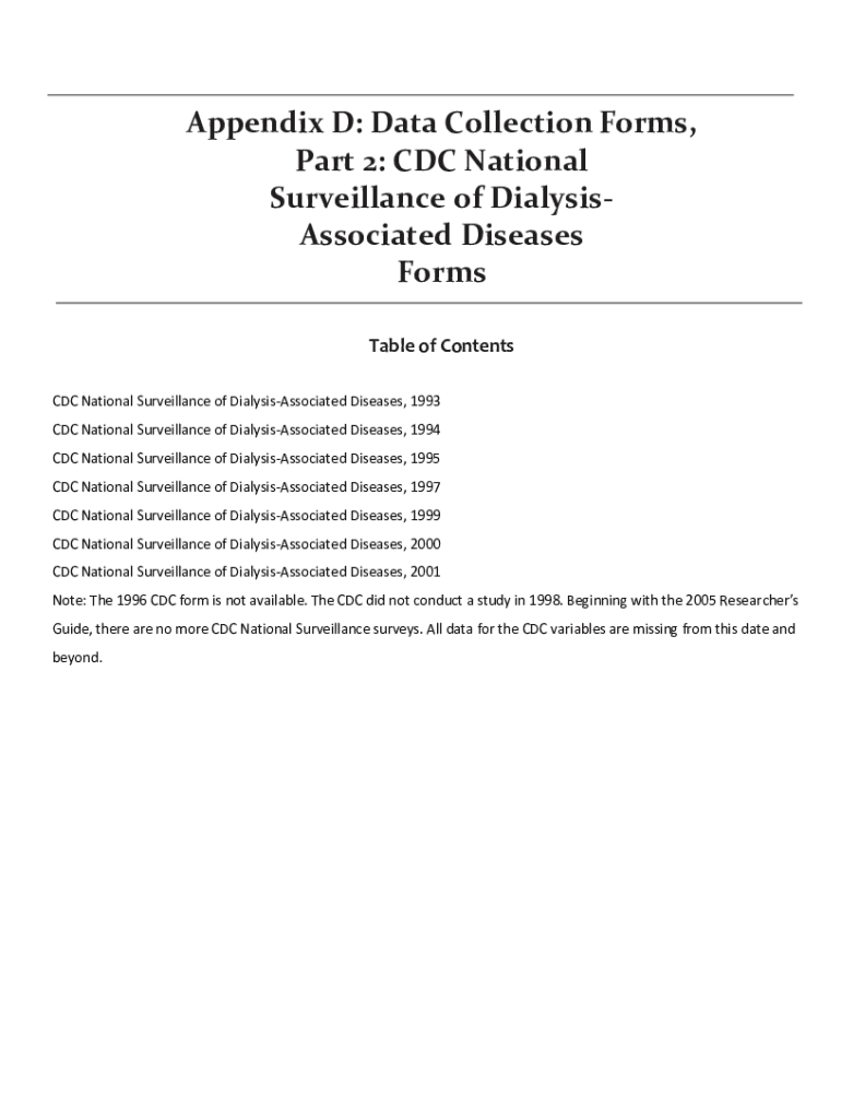 Fillable Online Appendix D: Data Collection Forms, Part 2: CDC National ...