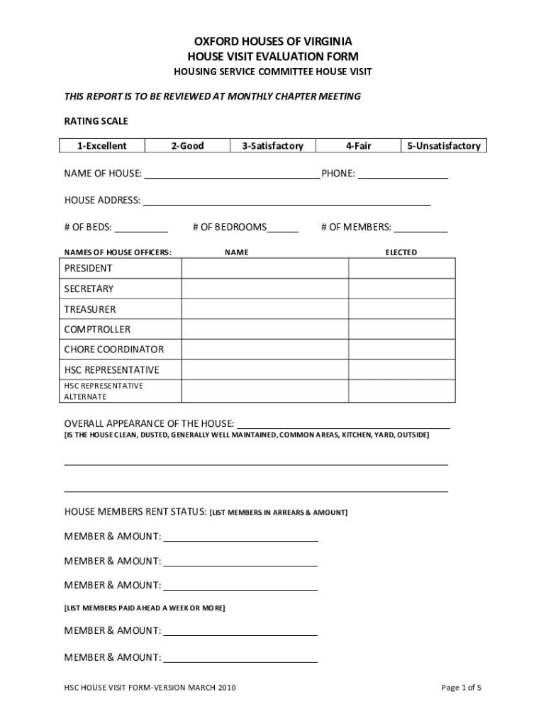 Fillable Online HSC House Visit Form Fax Email Print - pdfFiller
