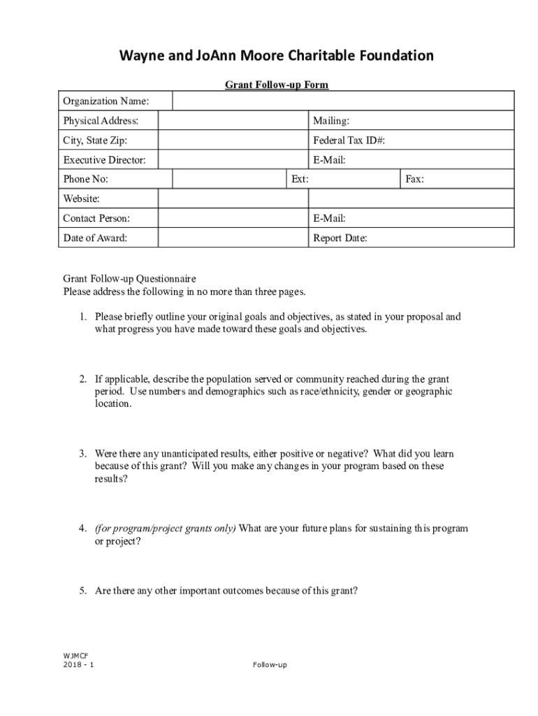 Fillable Online Wayne and JoAnn Moore Charitable Foundation - wjmcf.org ...